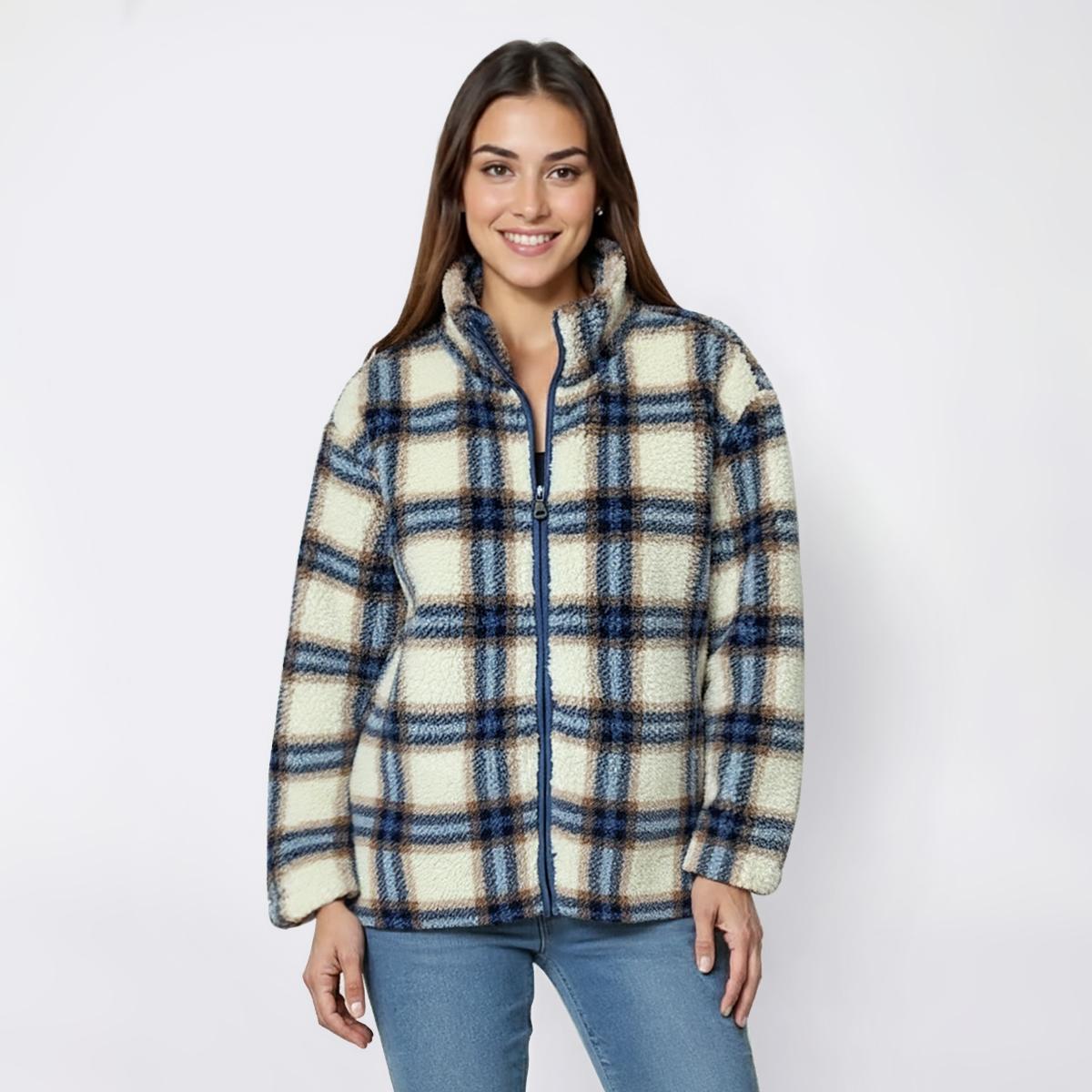 Click here for Womens Remi James Plaid Zip Front Double Sided She... prices